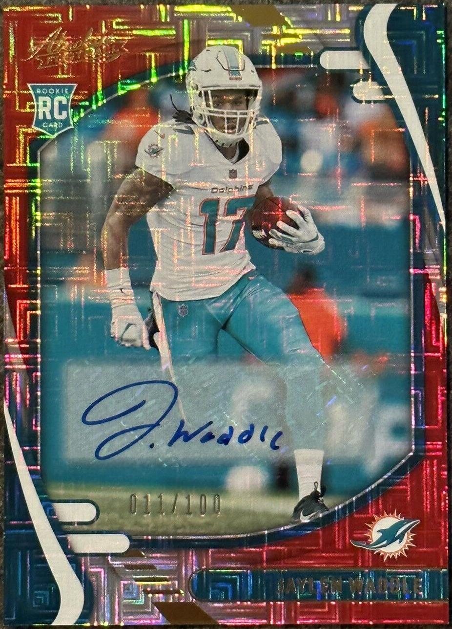 2021 Panini Absolute - Rookies Jaylen Waddle #106 Red Squares ...