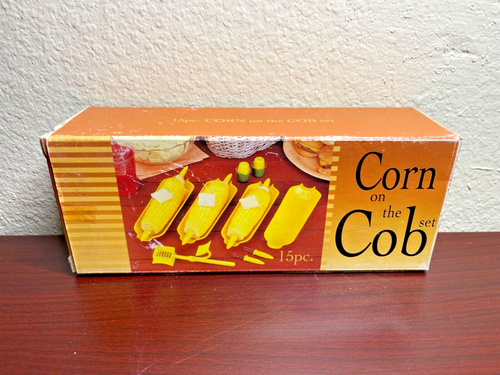 Vintage 15-Piece Corn on the Cob Serving Dishes/Plates Skewers Shakers ...