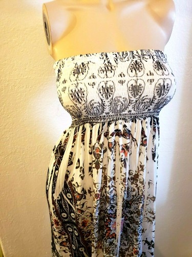 WOMENS Sun Dress Strapless embellished sublimation rhinestone HOT! S M ...