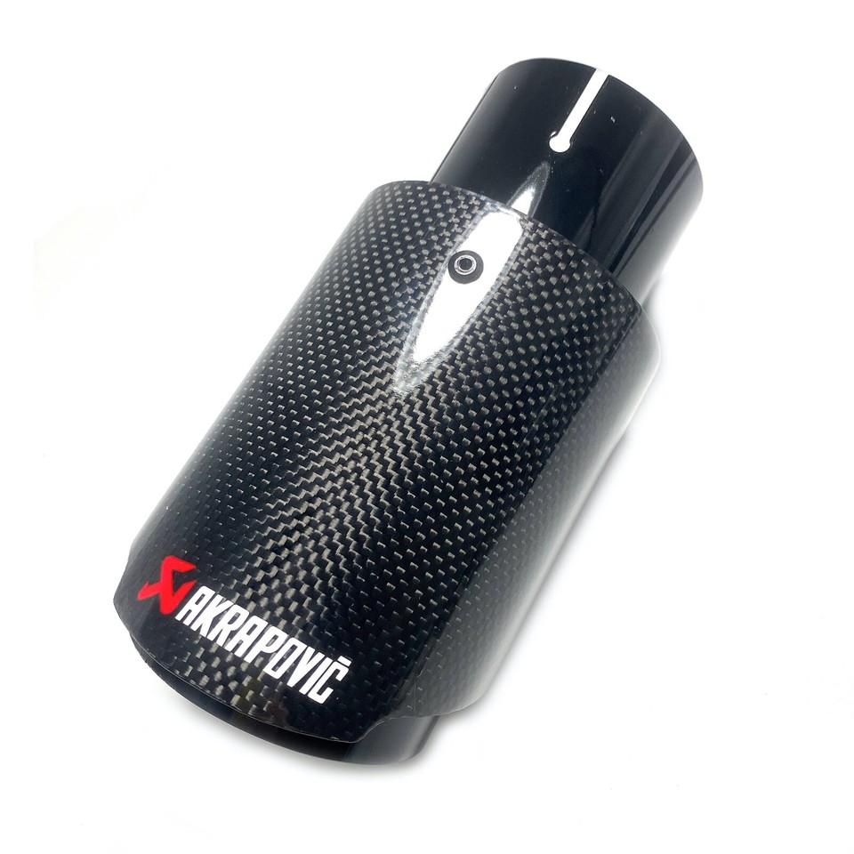 1PCS Glossy Black Carbon Fiber AKRAPOVIC Exhaust Tip 3''/3.5''/4''/4.5 ...