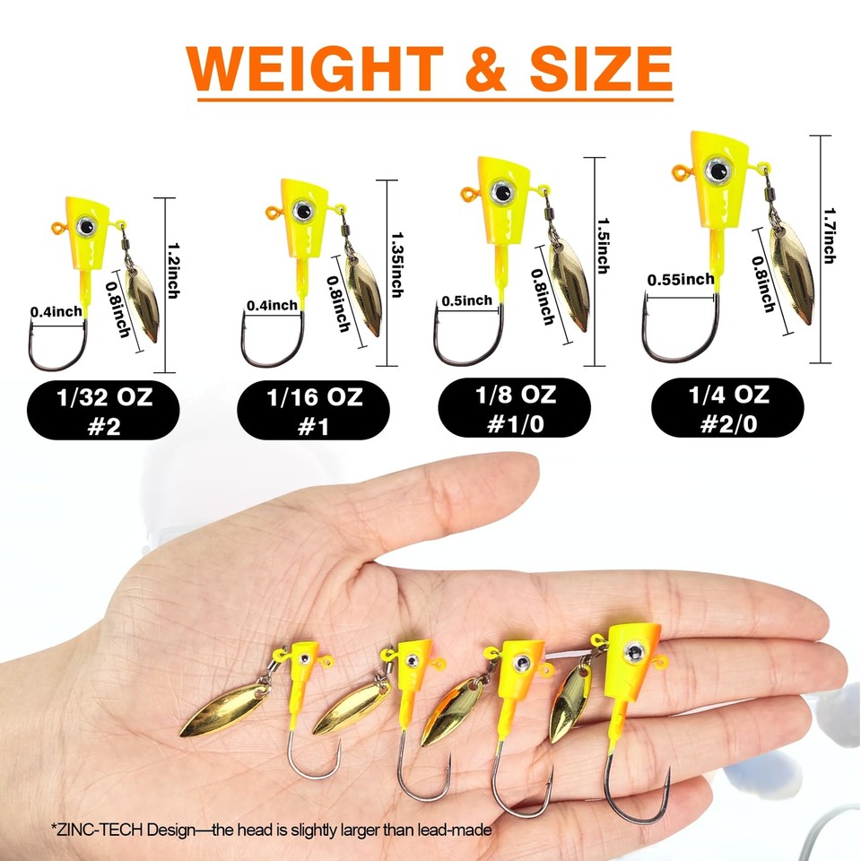 Shad Darts Crappie Jigs ZINC-TECH Shad shape Underspin Jig Heads 1/32oz ...