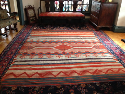 Old Large Vintage Navajo Blanket Extremely Fine Weave Soft 9ft 3in x ...