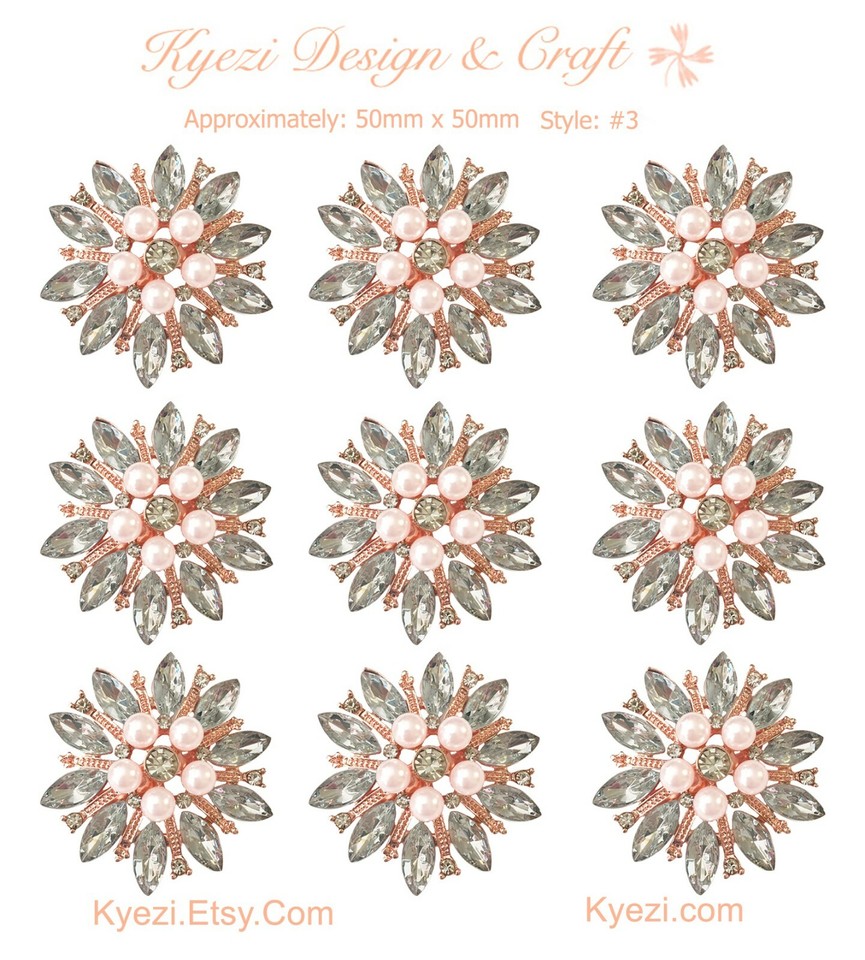 9pcs Rose Gold Gorgeous High Quality Pearl Crystal Rhinestone ...