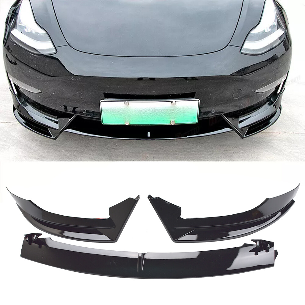 For 2017-2023 Tesla Model 3 Front Bumper Lip Spoiler Splitter Glossy ...