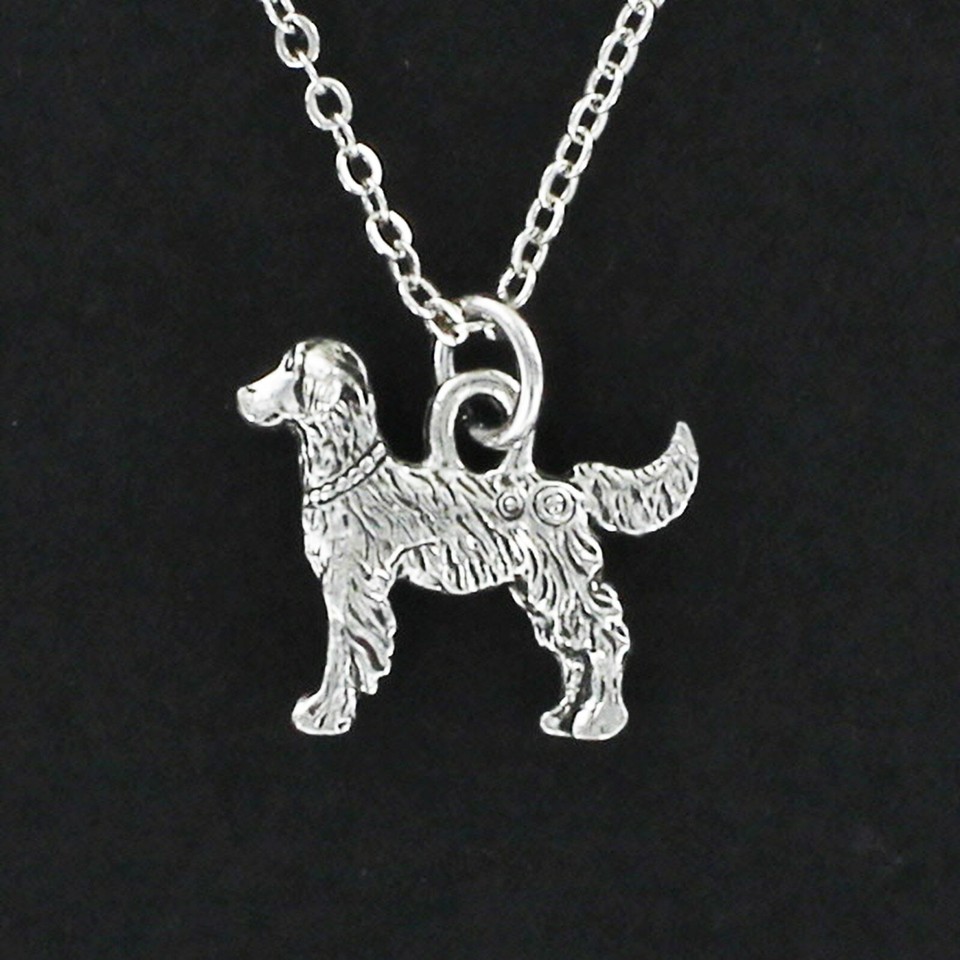 Golden Retriever Dog Necklace - Pewter Charm on Cable Chain Pet Animal ...