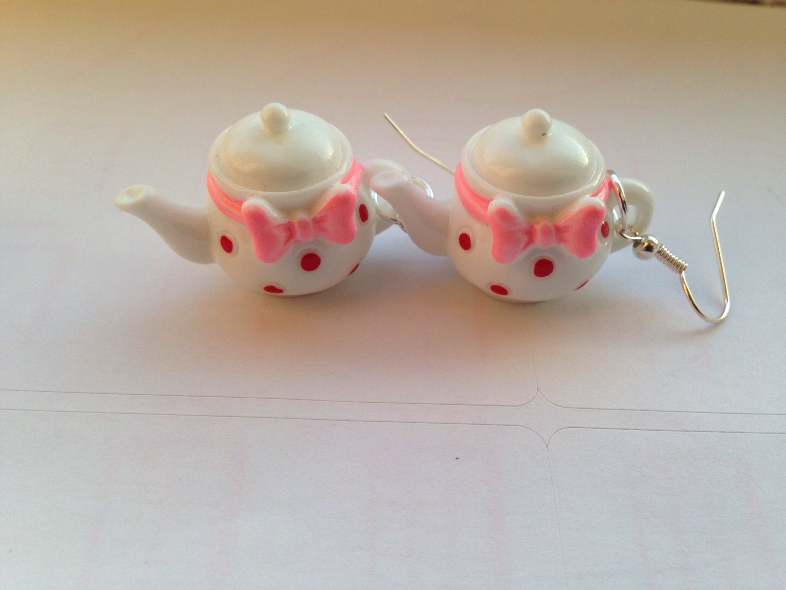 Polka Dot Tea Pot teapot Drop Dangle Earrings Red or White | eBay