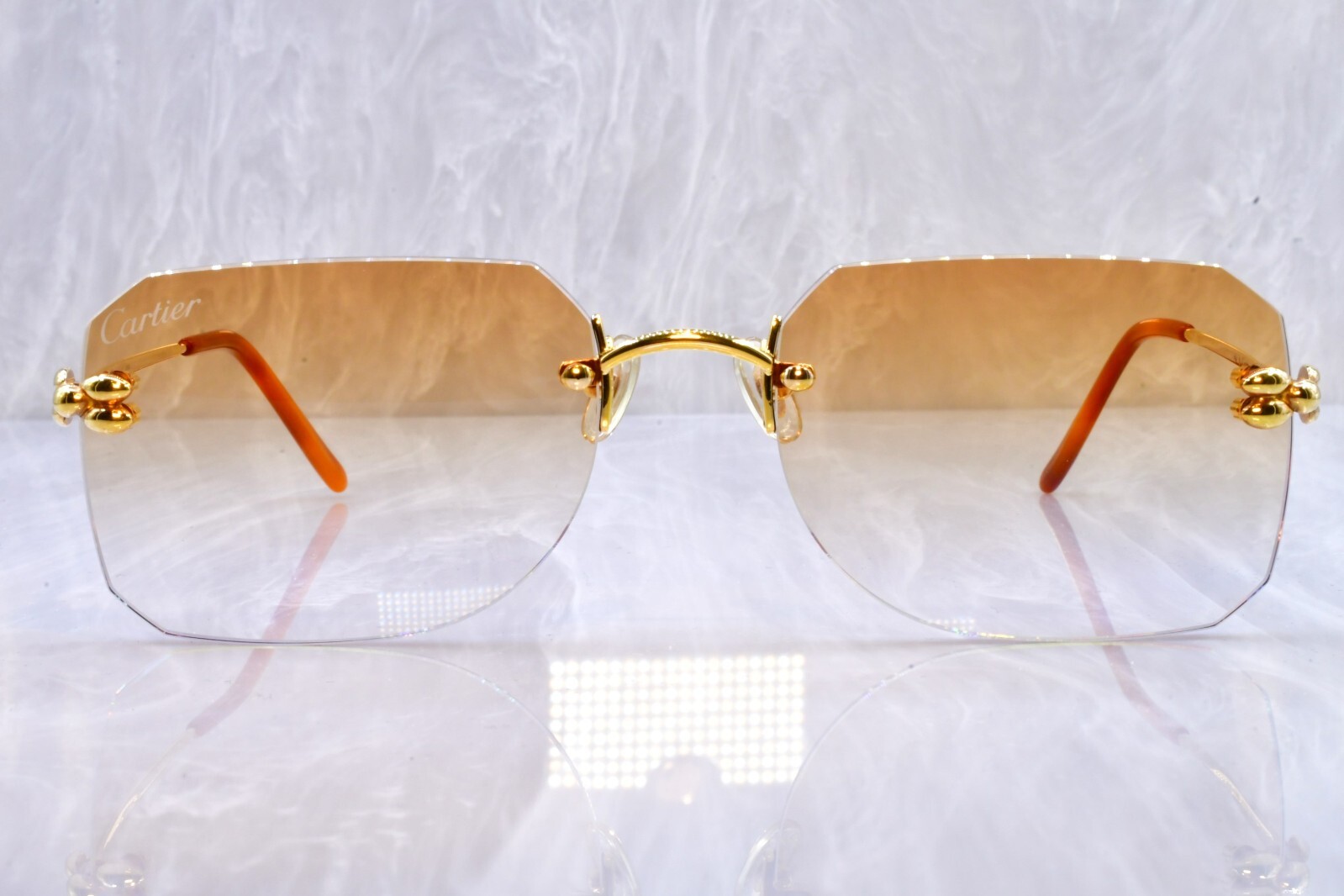 Cartier vintage y2k rimless 18k 750 solid gold sunglasses glasses Grain ...
