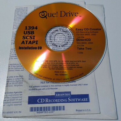 Genuine Original Que! Drive Driver / Application Disc Only | eBay