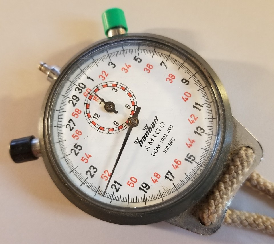 HANHART AMIGO DGM 1902 490 1/10 SEC GERMAN VINTAGE 3 BUTTON STOP WATCH ...