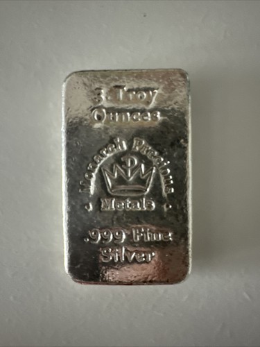 3 oz .999 Fine Silver Monarch Precious Metals Poured Silver Bar | eBay