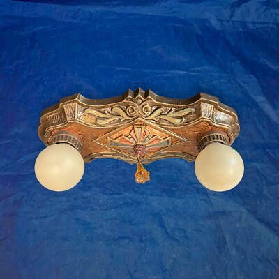 Antique Flush Mount Double Socket Fixture Nice 64C | eBay