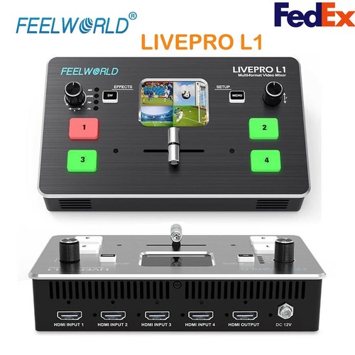 Feelworld LIVEPRO L1 V1 Multi-format Video Switcher Mixer 4XHDMI Live ...