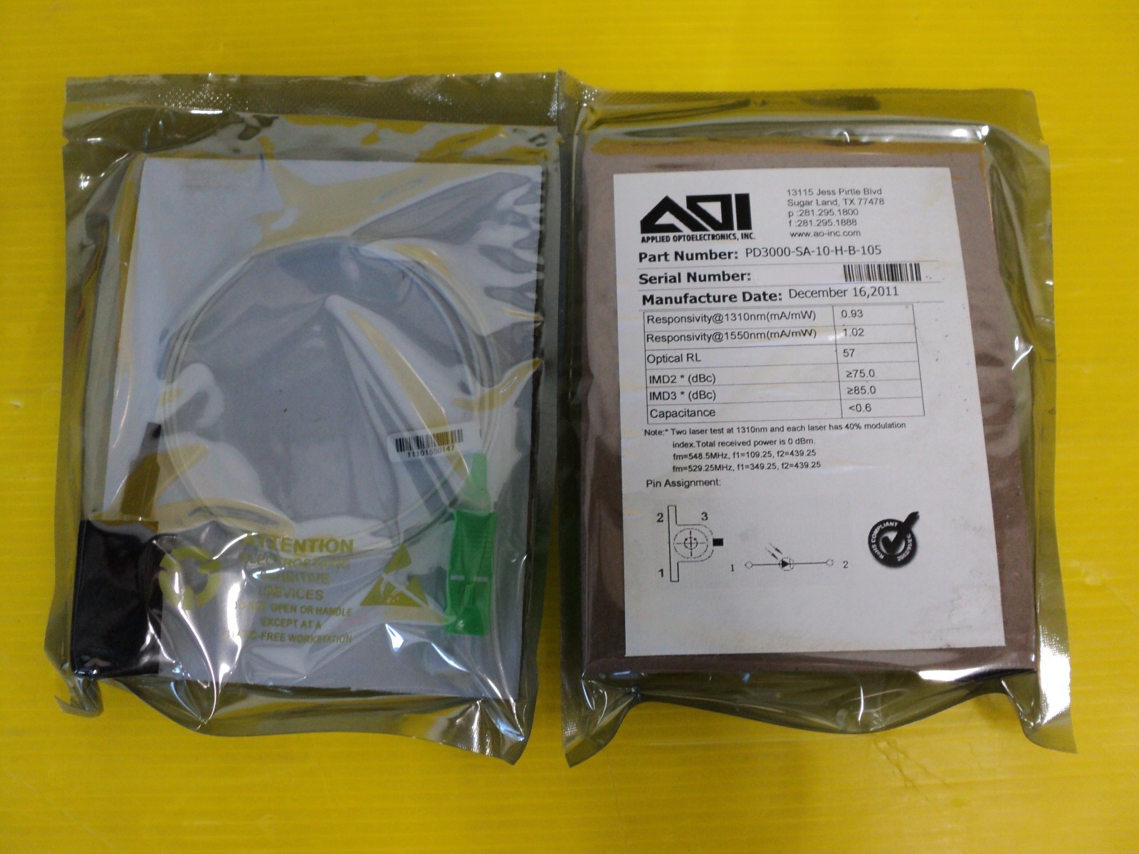 2PCS AOI OPTOELECTRONICS PD3000-SA10-H-B-105 | eBay