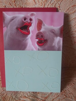 **So Cute Valentine's Day Card Sending You Hogs & Kisses Pigs With Red ...