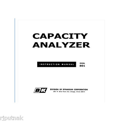 new Service Manual for B&K 801 Capacitor Capacity Analyzer with LARGE ...