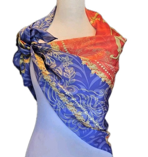 Vtg DAR Memorial Contential Hall Medallion Large Scarf Shawl Red Blue ...