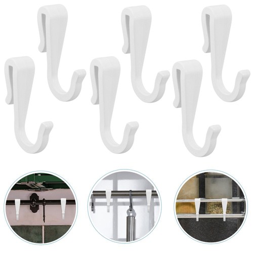 6 Pcs Kitchen Hook Accessories Plastic Hooks White Flat over Cabinet | eBay