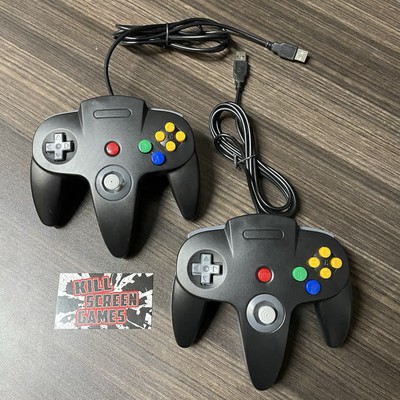 Lot of 2x Black Nintendo 64 N64 Controllers USB Wired PC Raspberry Pi ...