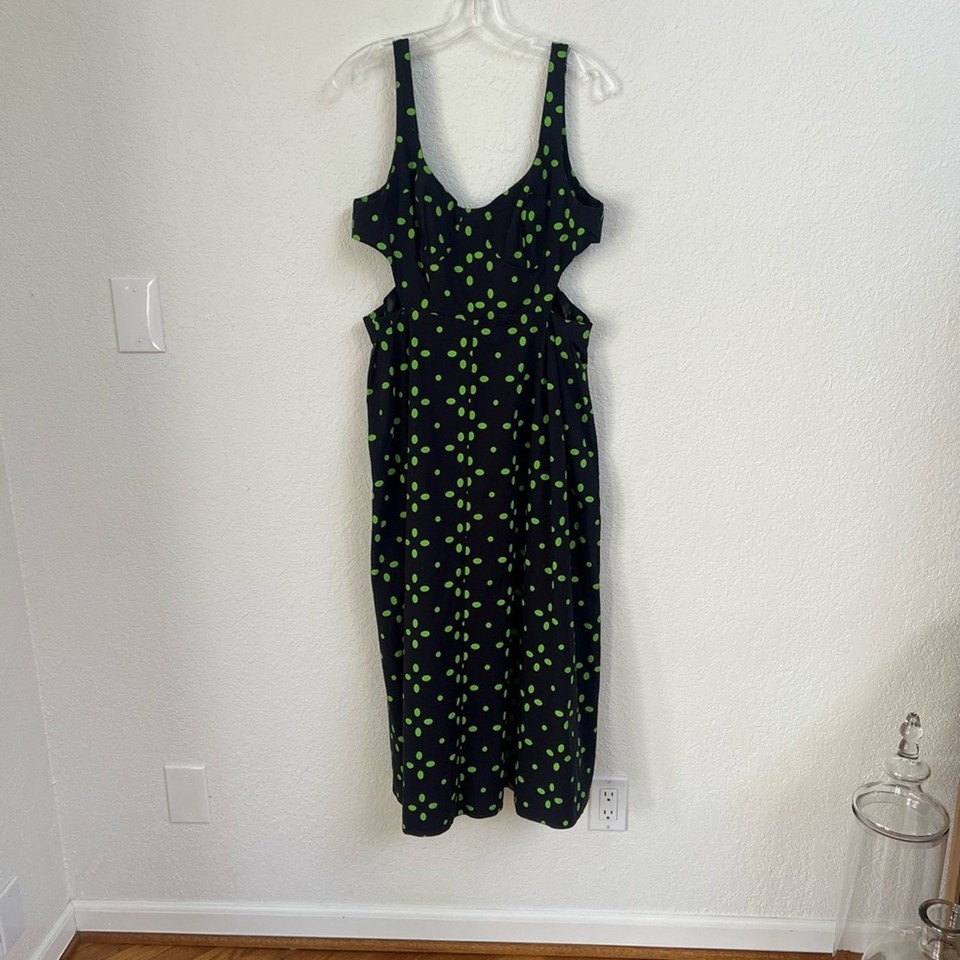 NWOT TOPSHOP Women's Cut Out Spot Pinny Dress In Green & Black - Sz 10 ...