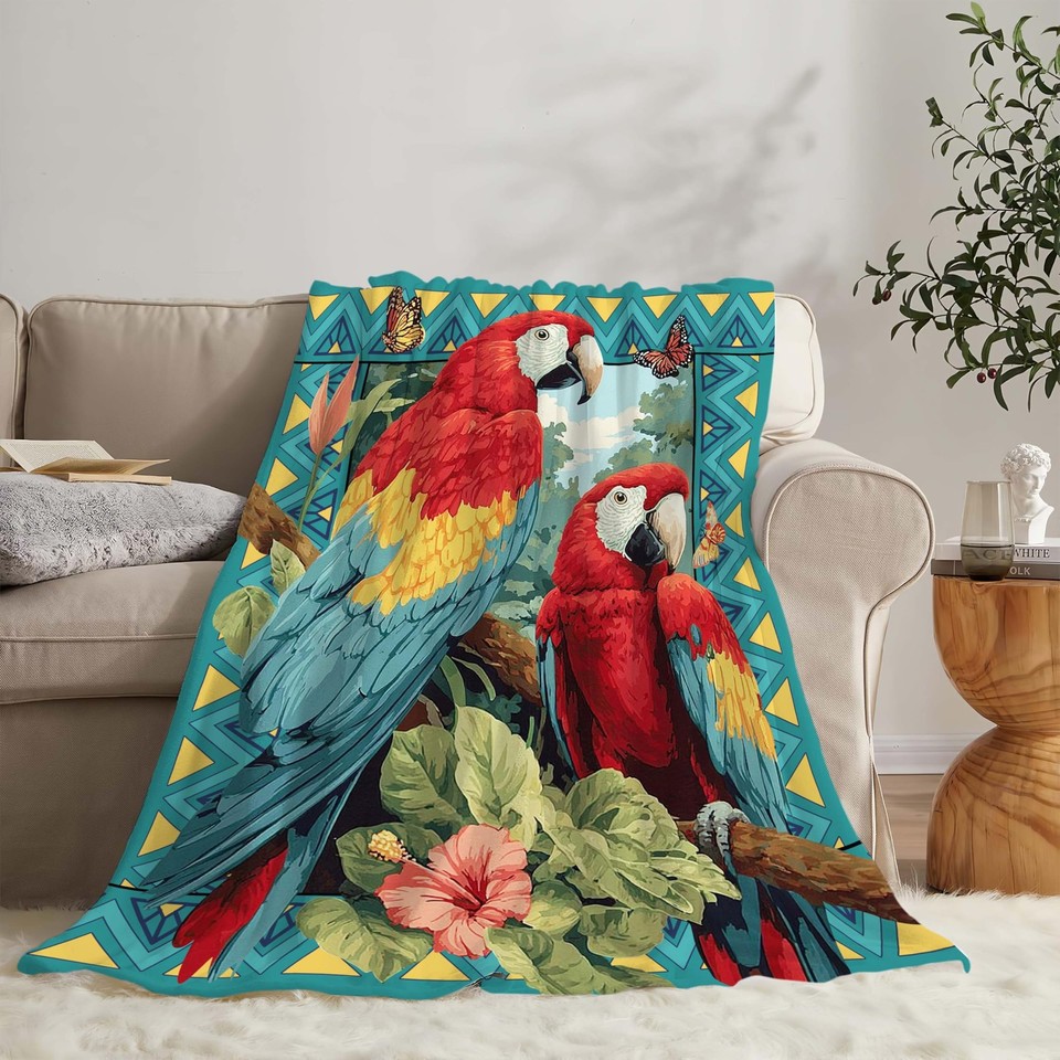 Parrot Bird Throw Blanket Macaw Stuff Gifts for Girls Boys Adults Men ...