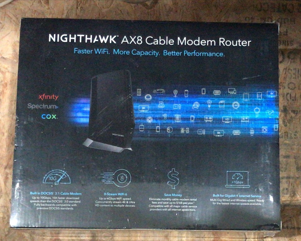 NETGEAR Nighthawk Cable Modem WiFi 6 Router Combo (CAX80) (B9 ...