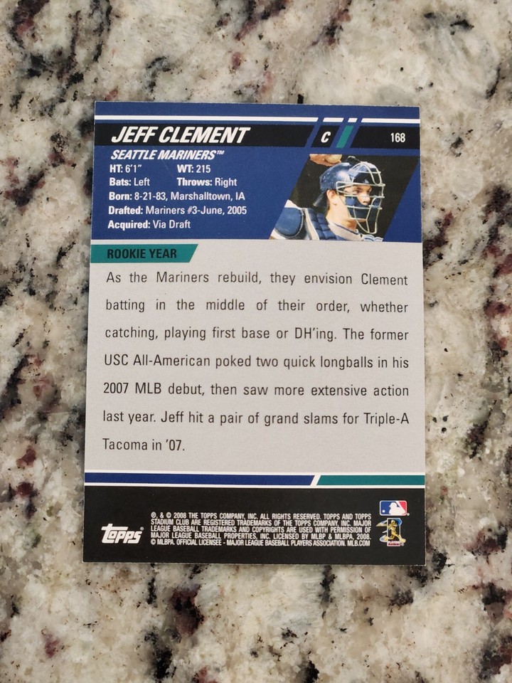 2008 Topps Stadium Club Jeff Clement #168 Auto Rookie | eBay