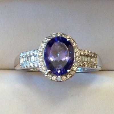 New 2Ct Oval Cut Lab Created Tanzanite Women's Ring 14K White Gold ...