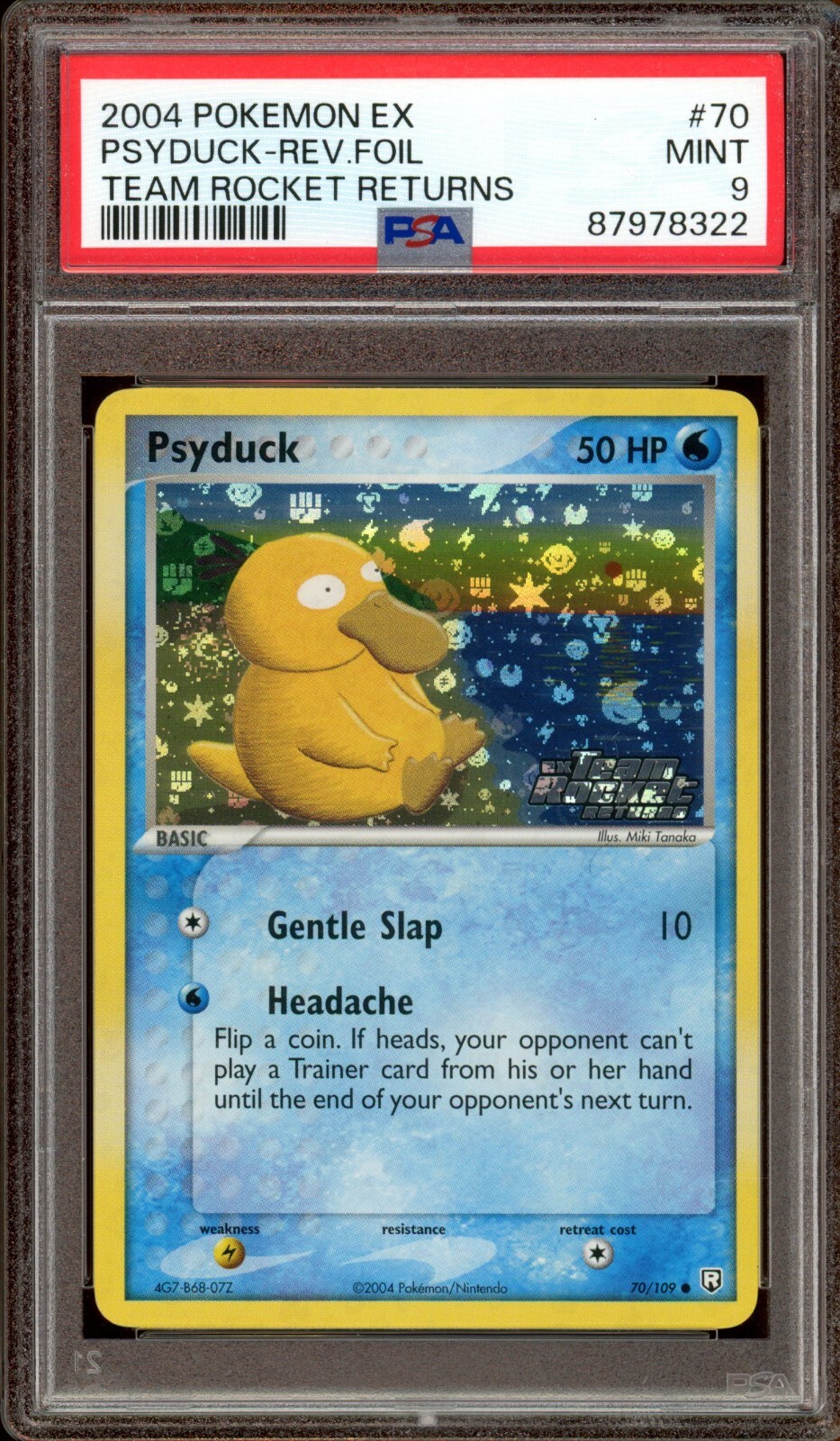 Pokemon PSA 9 Mint EX Team Rocket Returns Reverse Holo Psyduck 70/109 ...