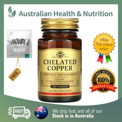 SOLGAR CHELATED COPPER 100 TABLETS + FREE SAME DAY SHIPPING & SAMPLE ...