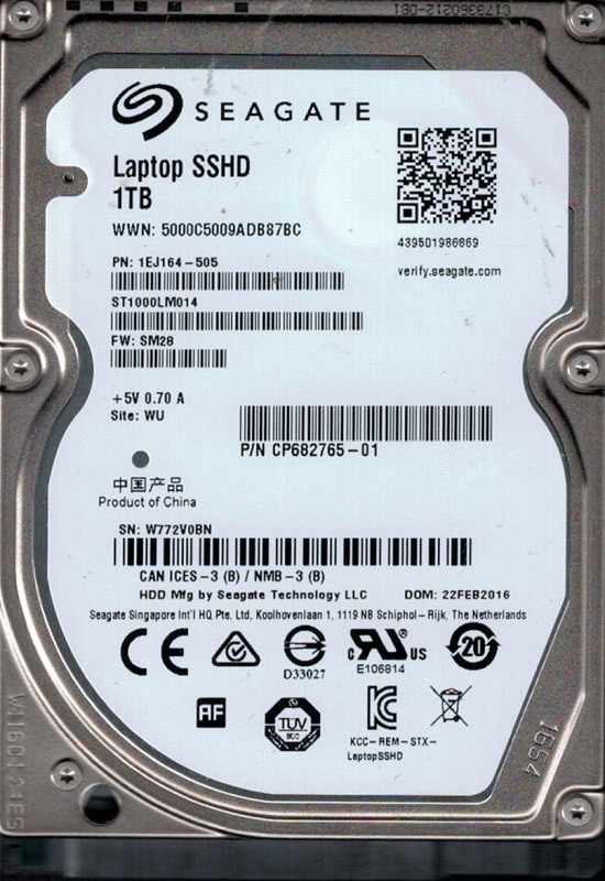 ST1000LM014 P/N: 1EJ164-505 F/W: SM28 WU W77 Seagate 1TB Laptop SSHD | eBay