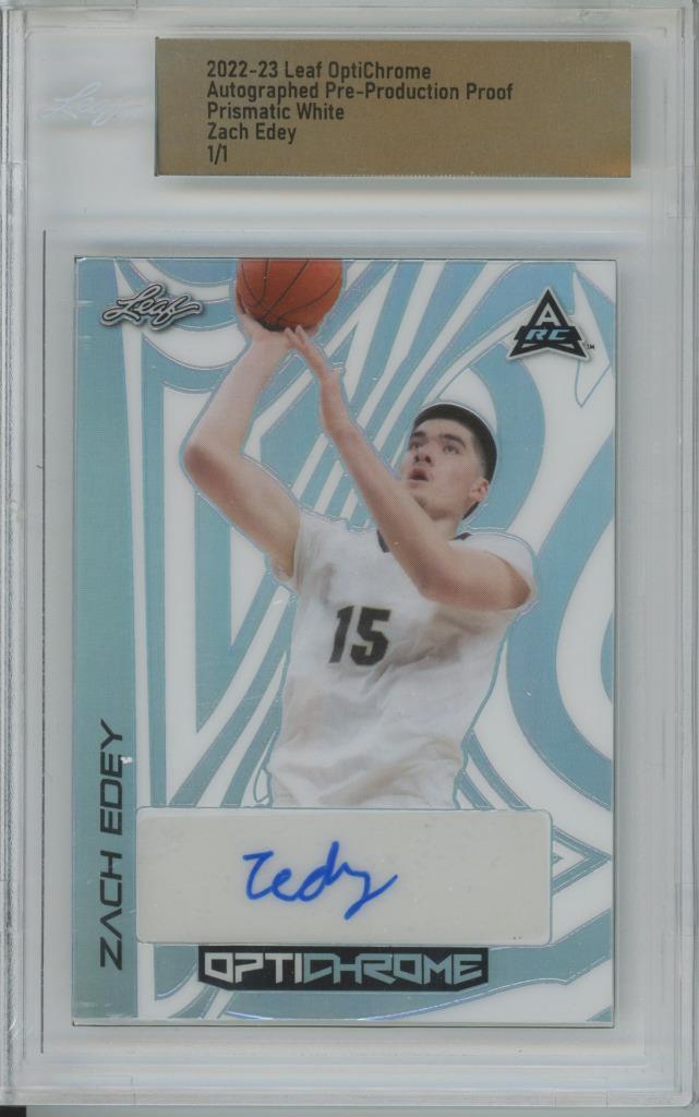 2022 Leaf OptiChrome Proof Prismatic White Zach Edey 1/1 One of One Auto RC | eBay