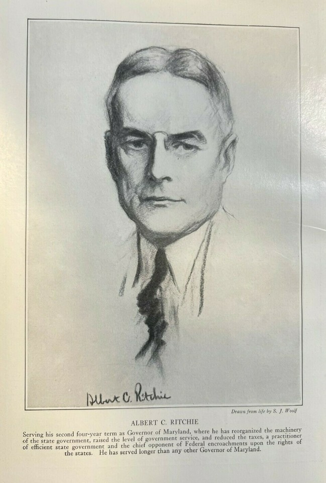 1926 Vintage Illustration Albert C. Ritchie Maryland Governor | eBay