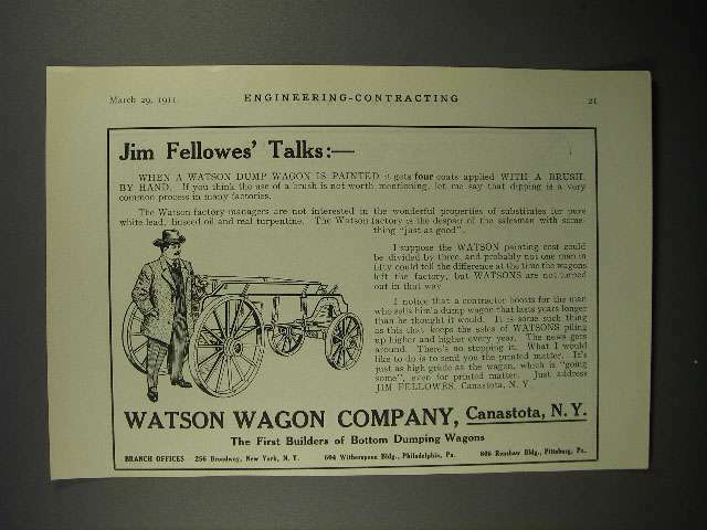 1911 Watson Dump Wagon Ad - Jim Fellowes Talks | eBay