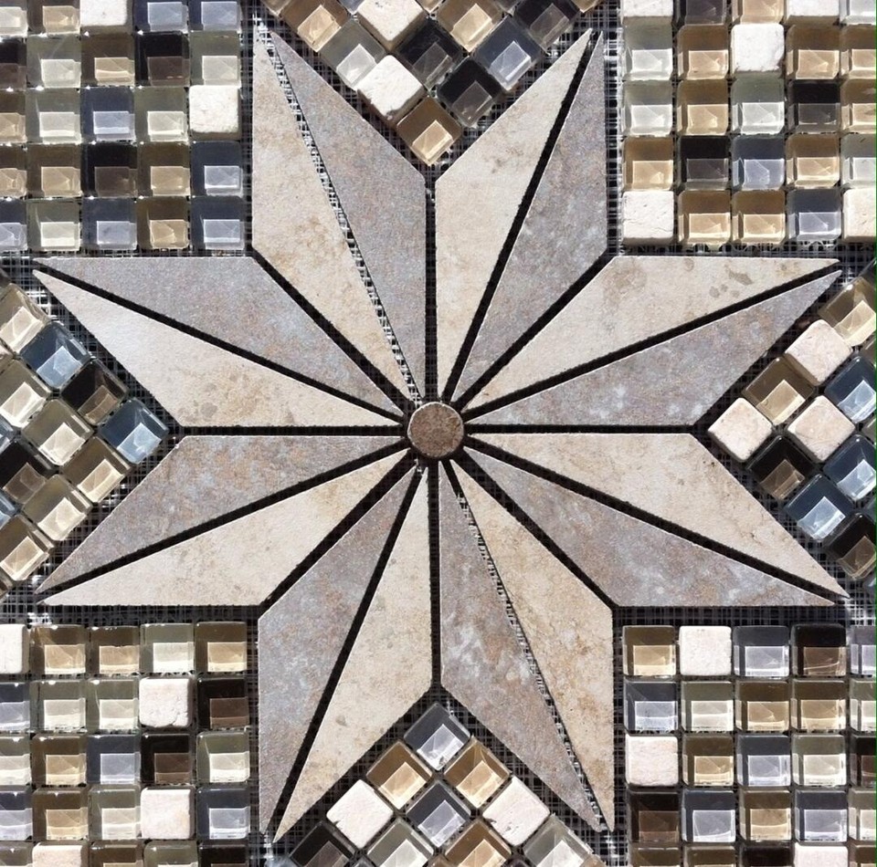 16 1/8" x 16 1/8" Tile Medallion - Daltile Sandalo tile series & glass ...