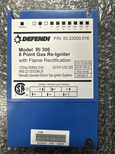 Defendi RI 306 6 Point Gas Re-Igniter with Flame Rectification 83.22000 ...