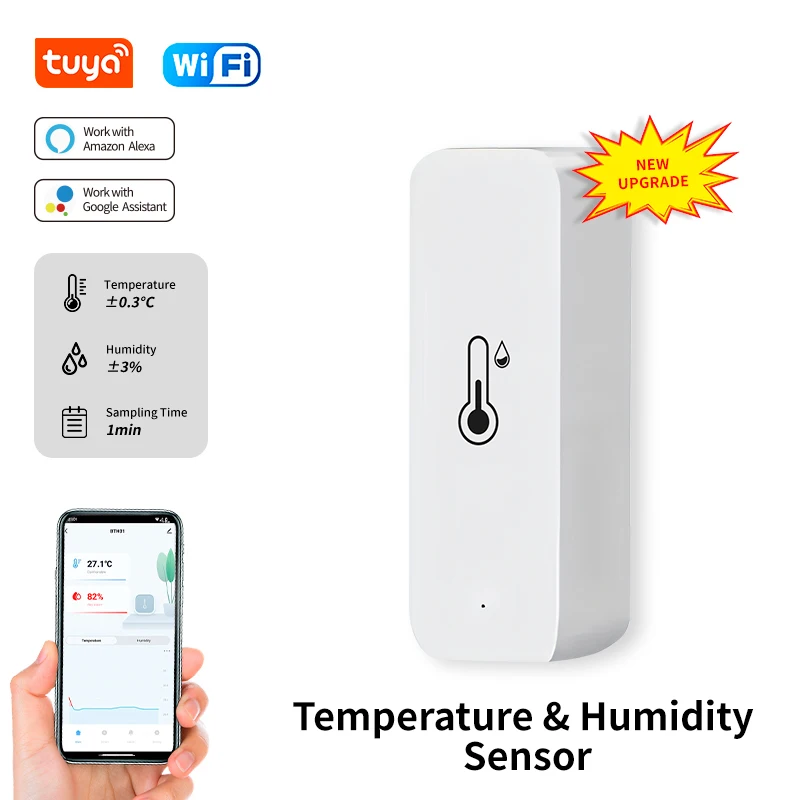 Tuya Wifi Temperature Humidity Sensor Smart Life APP Monitor Smart Home ...