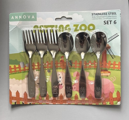ANNOVA Kids Petting Zoo Silverware 6pcs Child Flatware Utensils Animals ...