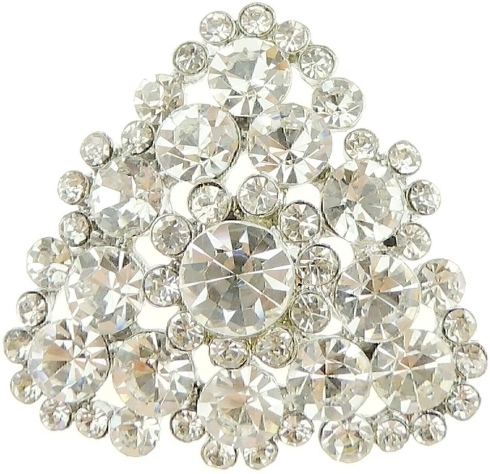 Extra Sparkly Diamante Crystal Rhinestone Brooch Geometric Triangle ...