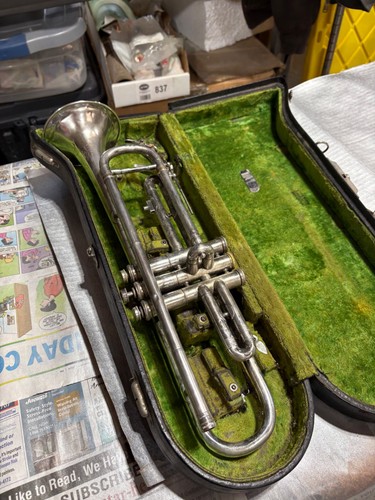 Vintage Silver-Plated Trumpet with Engraved Bell | eBay