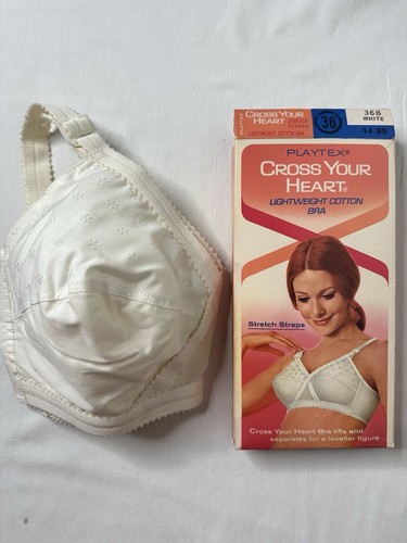 VINTAGE 1975~PLAYTEX CROSS YOUR HEART LIGHTWEIGHT COTTON BRA~SIZE 36B ...
