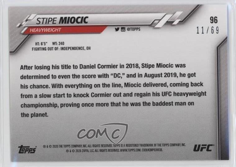 2020 Topps UFC Highlight Reel Black /69 Stipe Miocic #96 | eBay