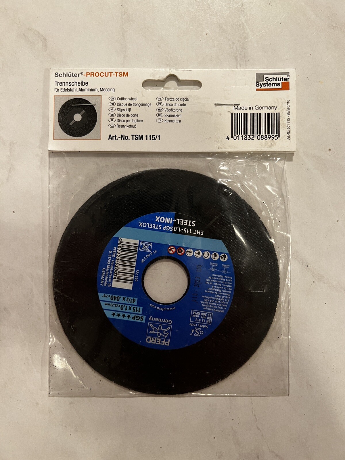 Schluter Systems PROCUT-TSM Cutting Wheel TSM115/1 , 4-1/2" (115 mm ...