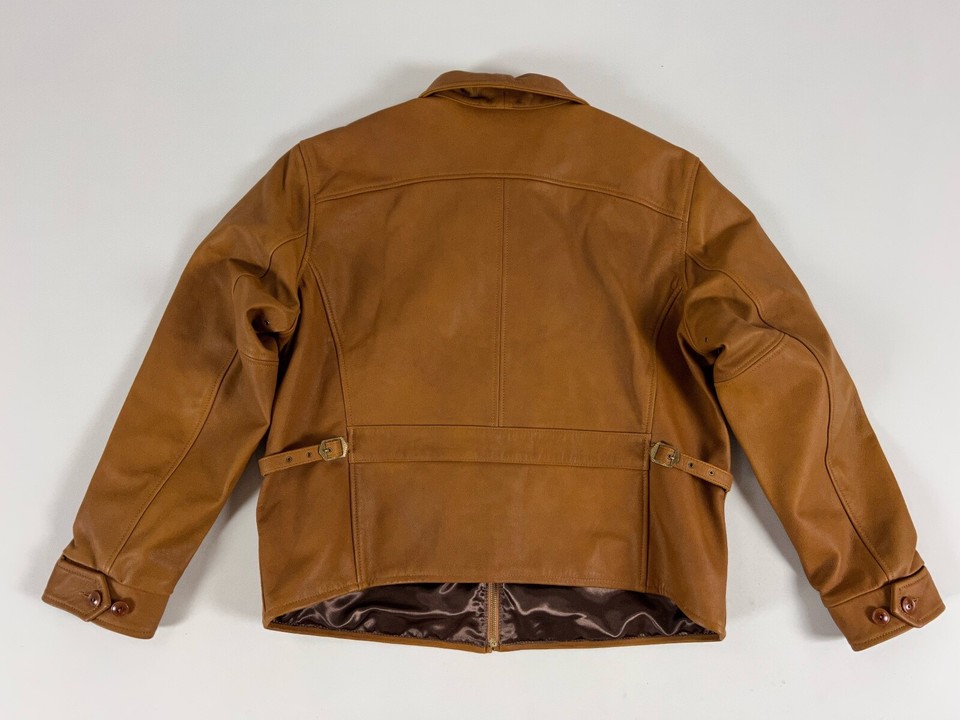 LEVIS VINTAGE CLOTHING LVC 1940'S LEATHER COAT CARAMEL BROWN XL NWT ...
