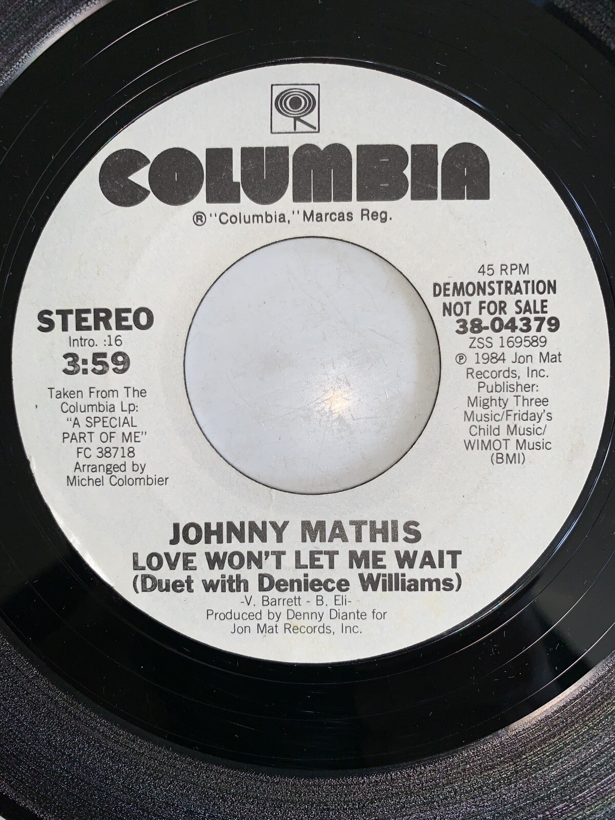 Lot x 2 JOHNNY MATHIS / DENIECE WILLIAMS 45 Too Much, Too Little, Too ...