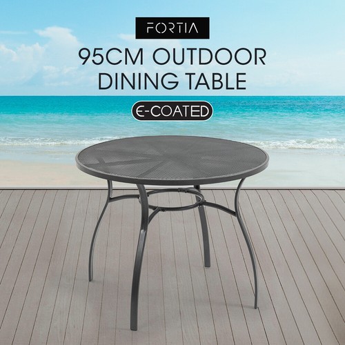 FORTIA 95cm Outdoor Dining Table Outside Furniture Round Garden Patio ...