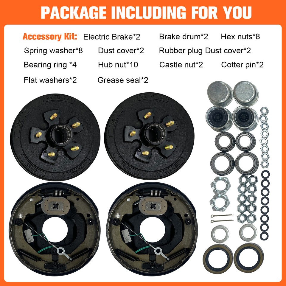 New Electric Trailer Self Adjusting Brake 5-5" Hub Drum Kit For 3500 lb ...