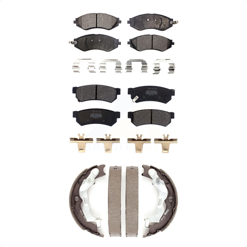 Front Rear Semi-Metallic Brake Pads And Parking Shoes Kit For Chevrolet ...