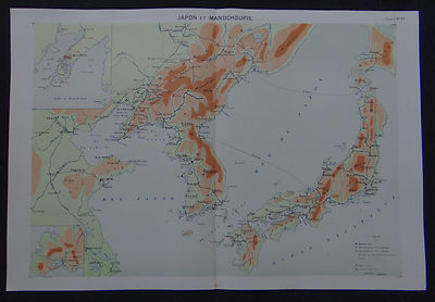 Map JAPAN JAPAN MANCHURIA map carta course geography MILITARY SCHOOL ...