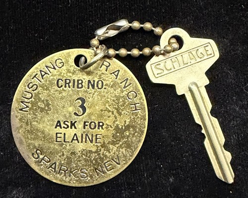 VTG MUSTANG RANCH CRIB NO 3 ASK FOR ELAINE SPARKS NEVADA NV BRASS KEY ...
