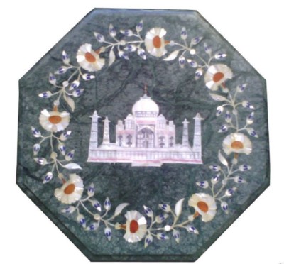 green marble 12" side Table Top taj mahal inlaid semi precious stones ...